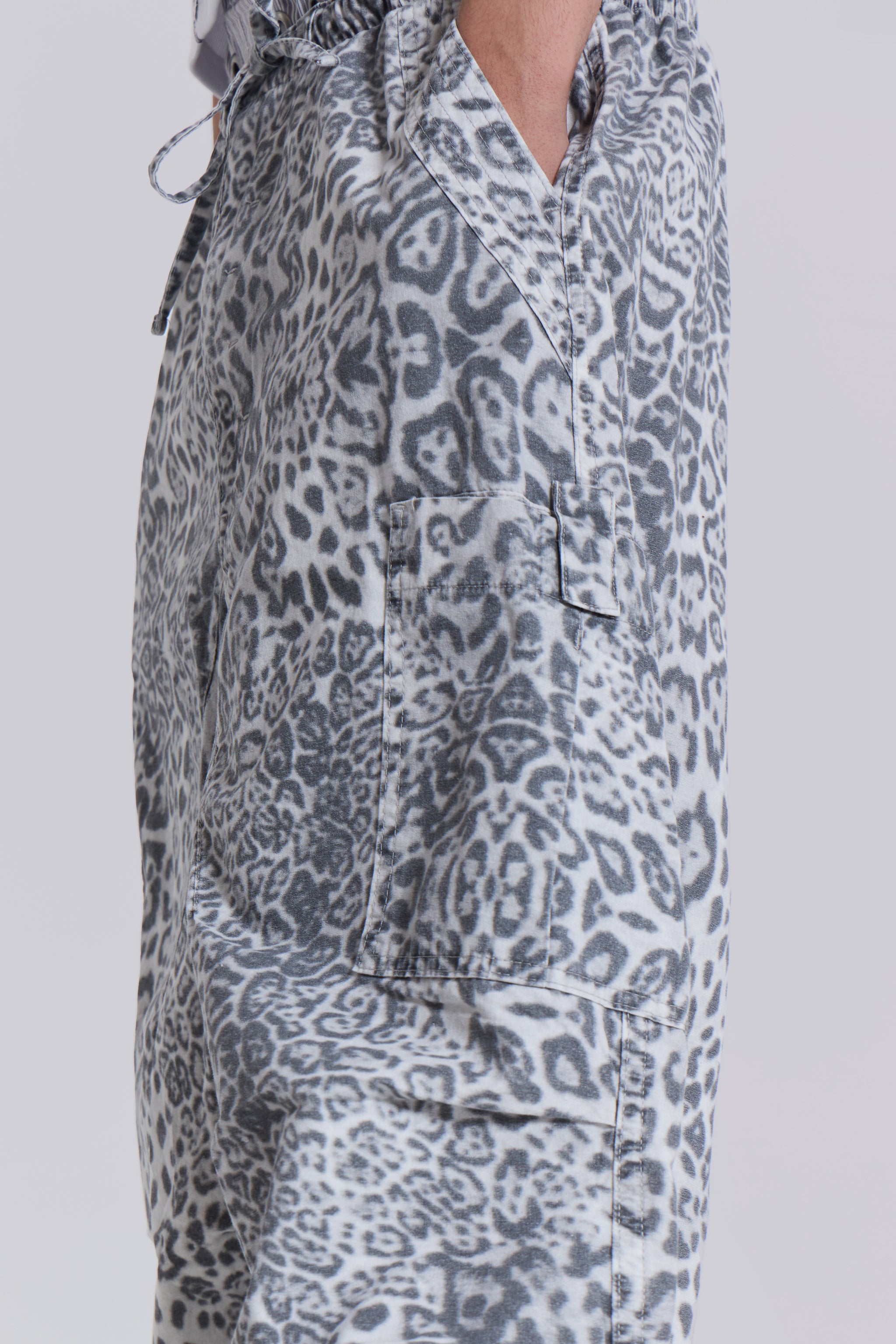 Snow Leopard Print Parachute Pants - Jaded London